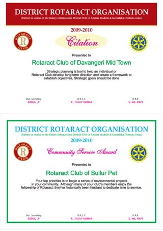 Rotaract certificate final print | PDF