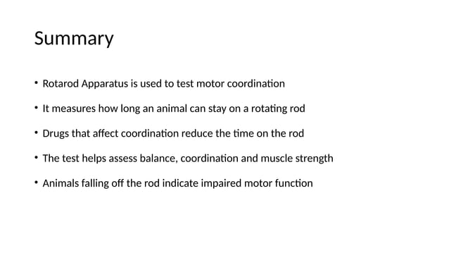 Rotarod Apparatus, Standard Operating Procedure | PPTX