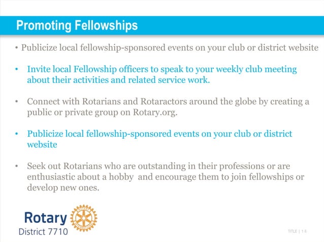 Rotary Fellowships D7710 Overview | PPT
