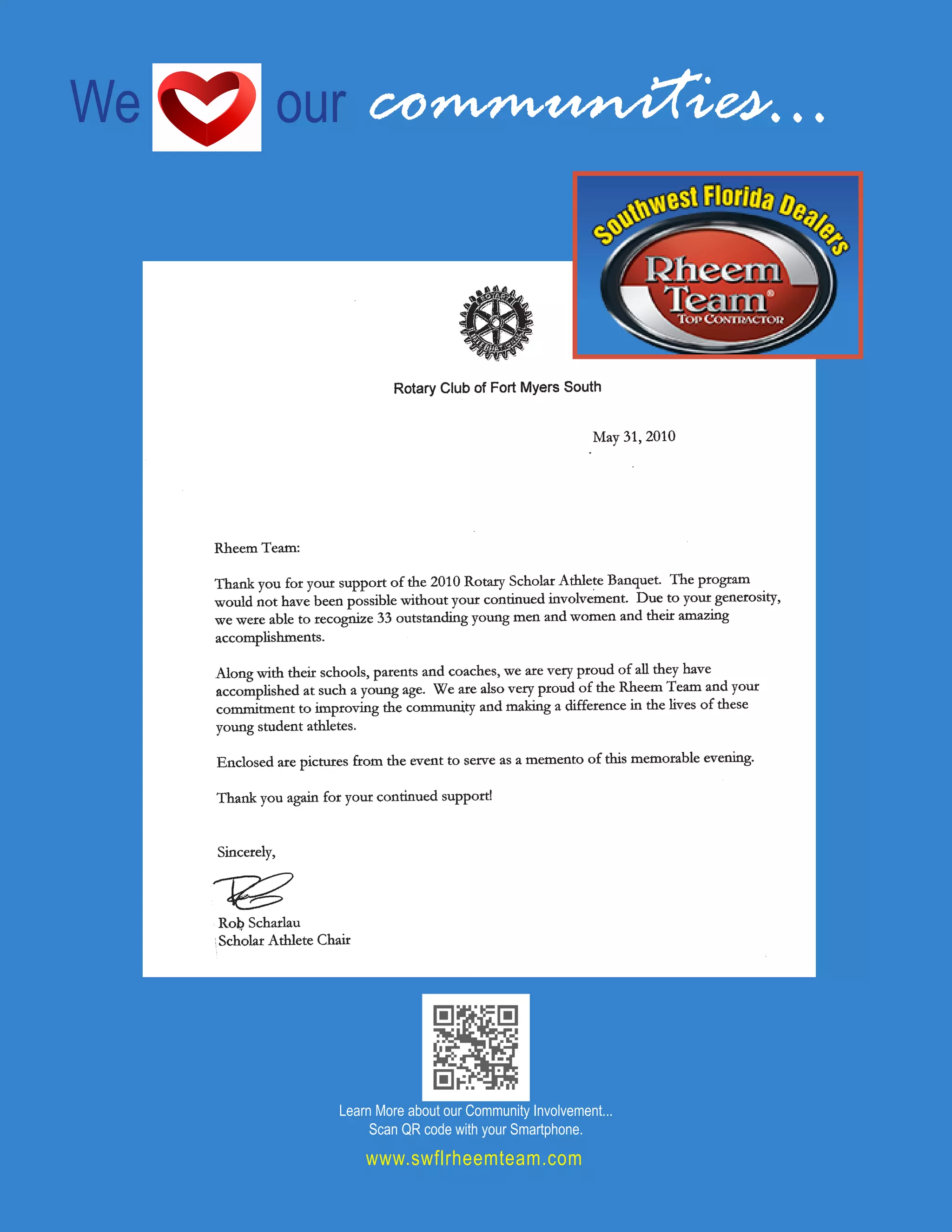 2010 Rotary Scholarship Winners Letter | PDF