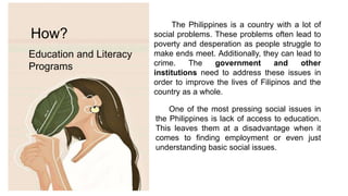 Basic Education and Literacy on Livelihood for the youth, women and ...