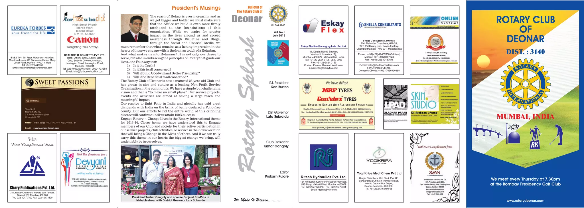 Rotary Club of Deonar Bulletin July '13 issue | PDF