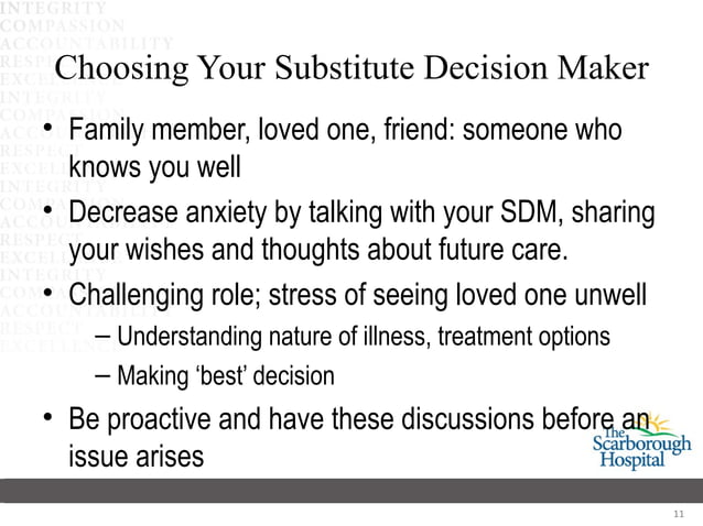 Consent & Capacity - Substitute Decision Makers | PPT