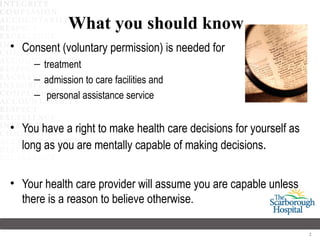 Consent & Capacity - Substitute Decision Makers | PPT