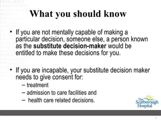 Consent & Capacity - Substitute Decision Makers | PPT
