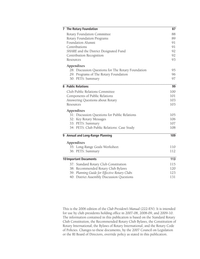 Rotary club president's manual