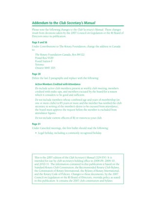 Rotary club secretary's manual | PDF