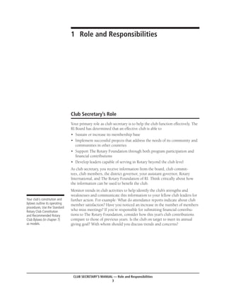Rotary club secretary's manual | PDF