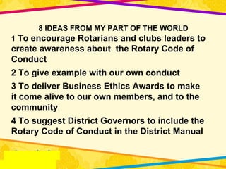 Bringing Vocational Service to Life: Rotary Code of Conduct | PPT