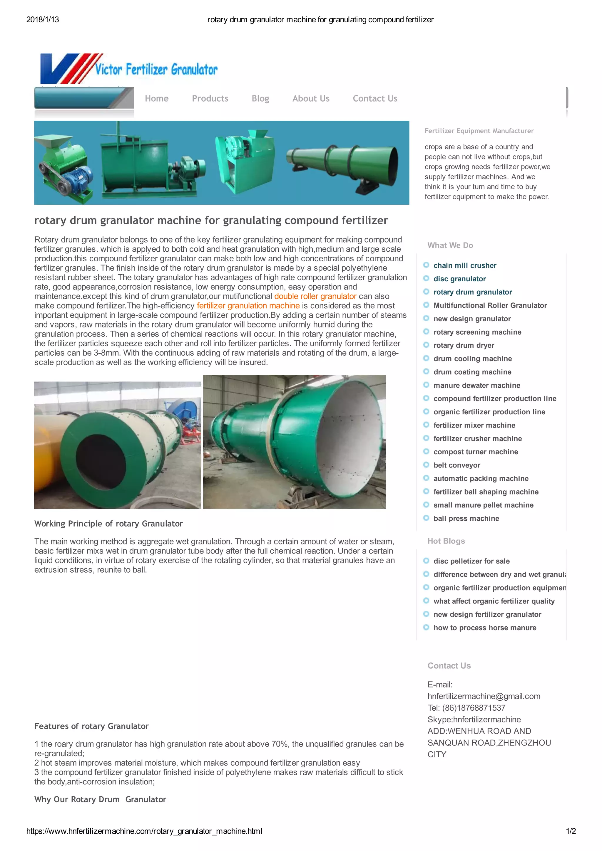compound fertilizer granulator,rotary drum granulator making NPK ...