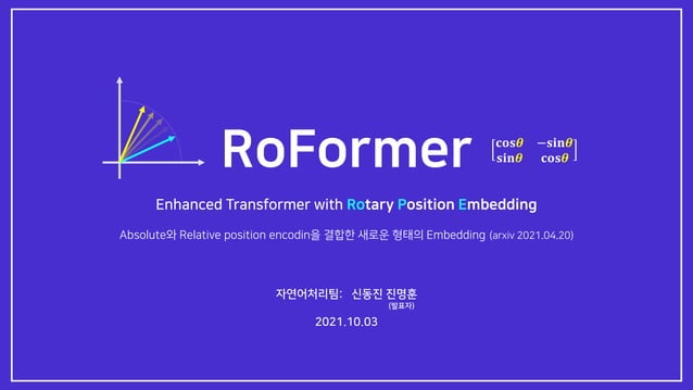 RoFormer: Enhanced Transformer with Rotary Position Embedding | PPT RoFormer: Enhanced Transformer with Rotary Position Embedding | PPT