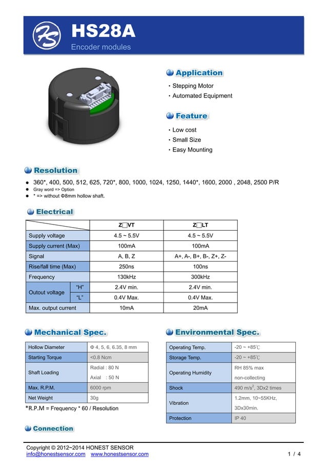 Rotary Encoder Spec Sheet.pdf | Computer Peripherals | Computing