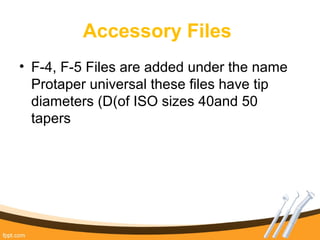 Rotary endodontic system, protaper feachers and techniques | PPT ...