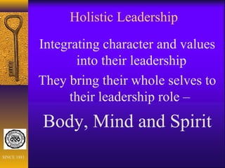 Dr.C.Muthuraja's Presentation on 'Holistic Leadership' | PPT
