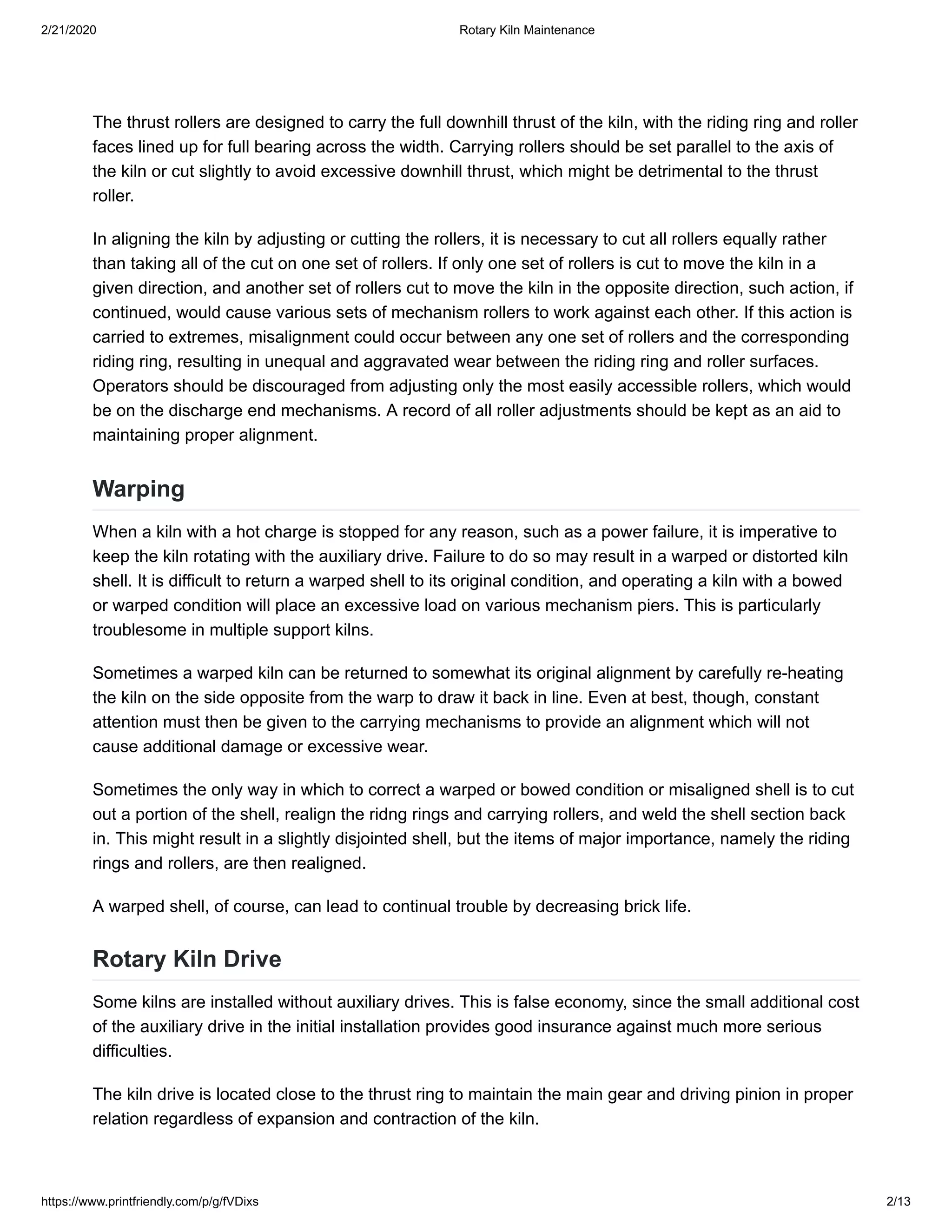 Rotary kiln maintenance | PDF