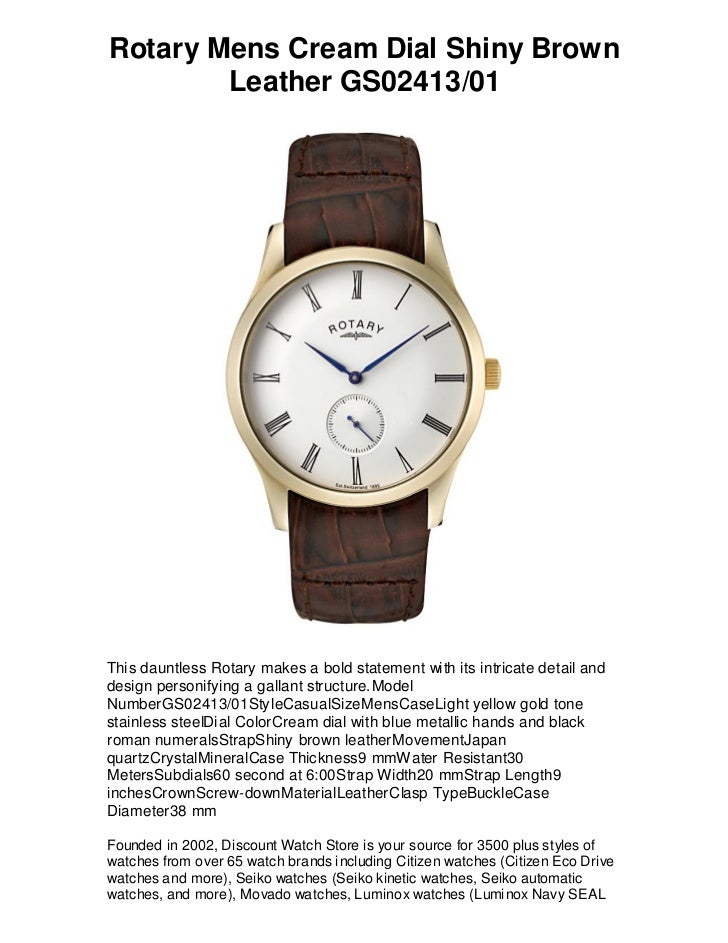 Rotary mens cream dial shiny brown leather gs02413 01 - free shipping ...