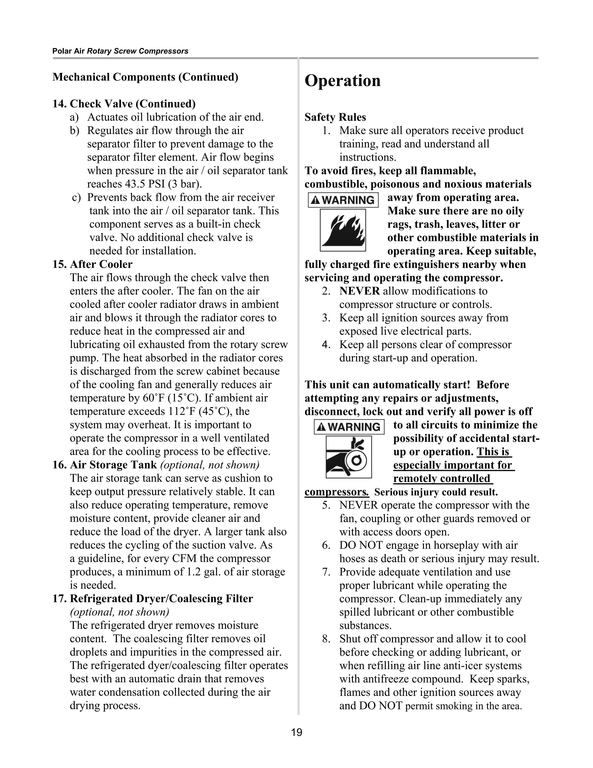 Rotary Screw Compressors - Operating Instructions Manual | PDF