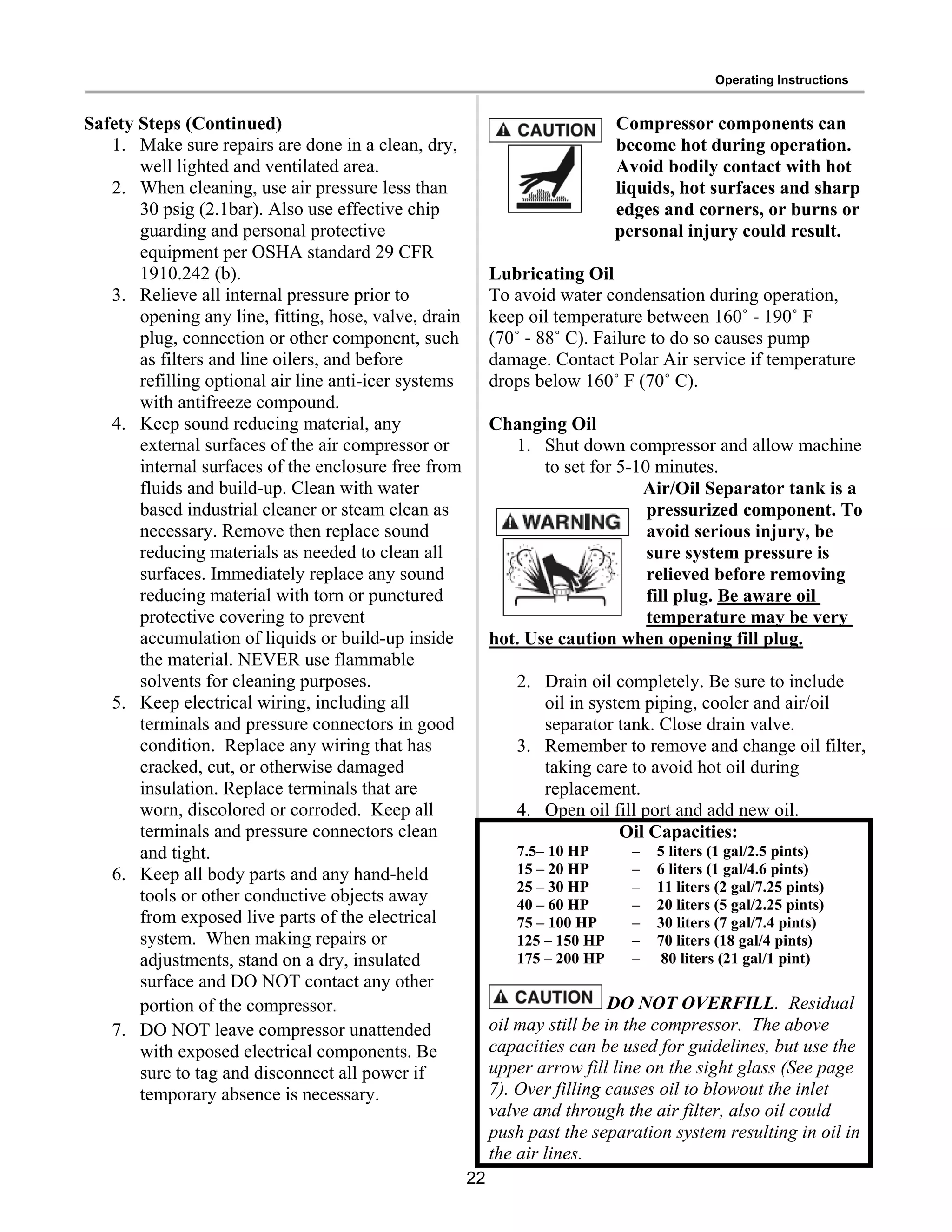 Rotary Screw Compressors - Operating Instructions Manual | PDF