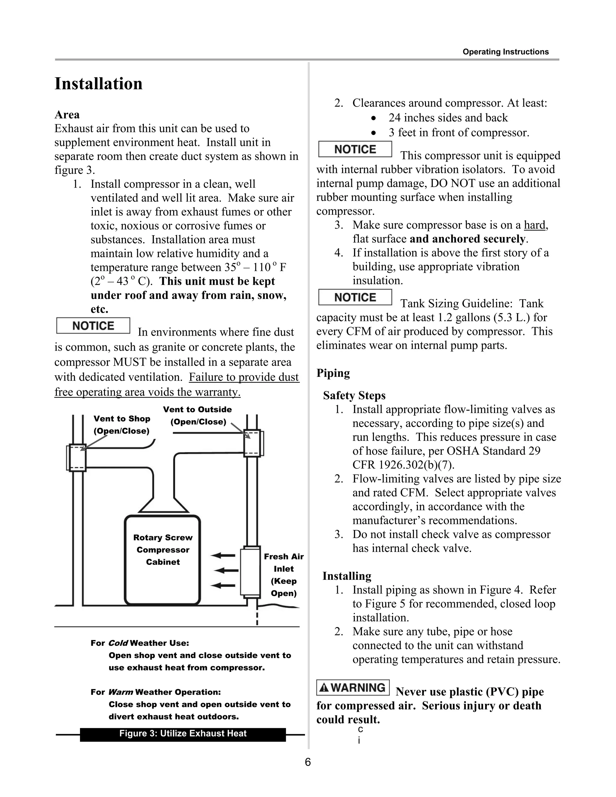 Rotary Screw Compressors - Operating Instructions Manual | PDF