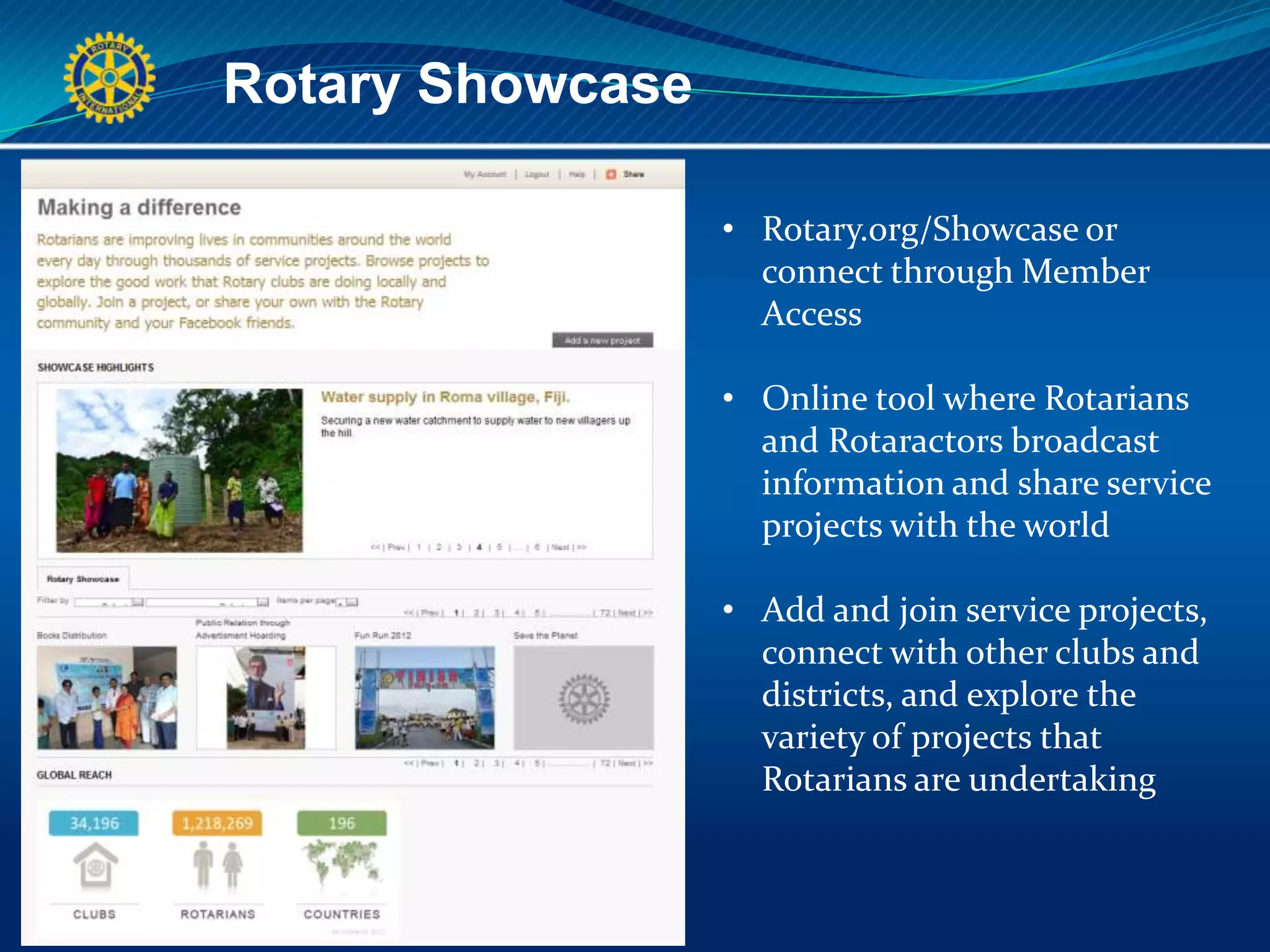 Rotary showcase presentation april 2013 | PPT
