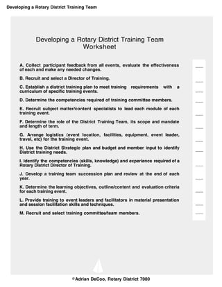 The Journey From District Trainer to Director of Training | PDF