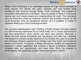 Rotary Youth Exchange Builds Goodwill and Peace around the World | PDF