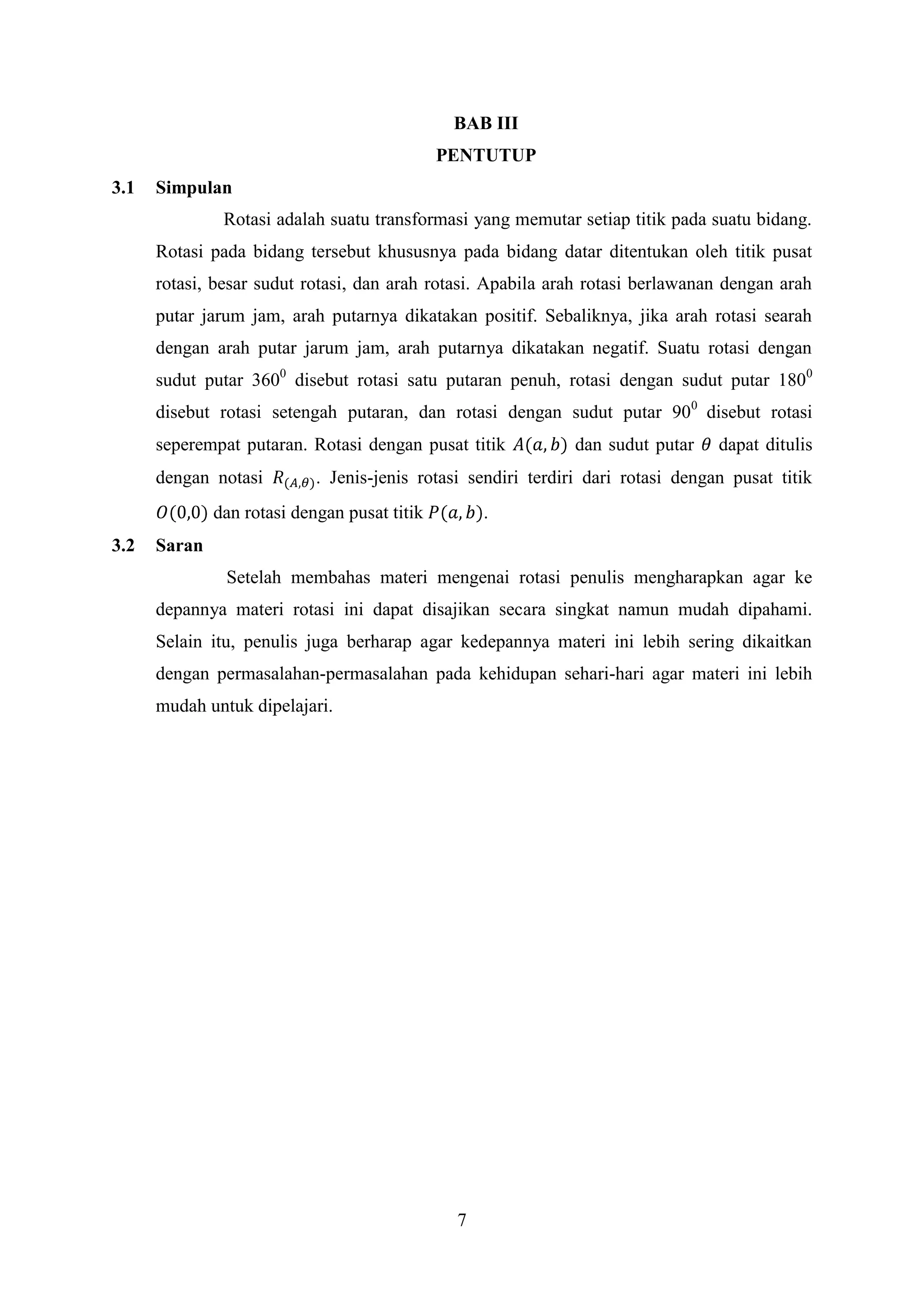 Rotasi Transformasi Geometri | DOCX