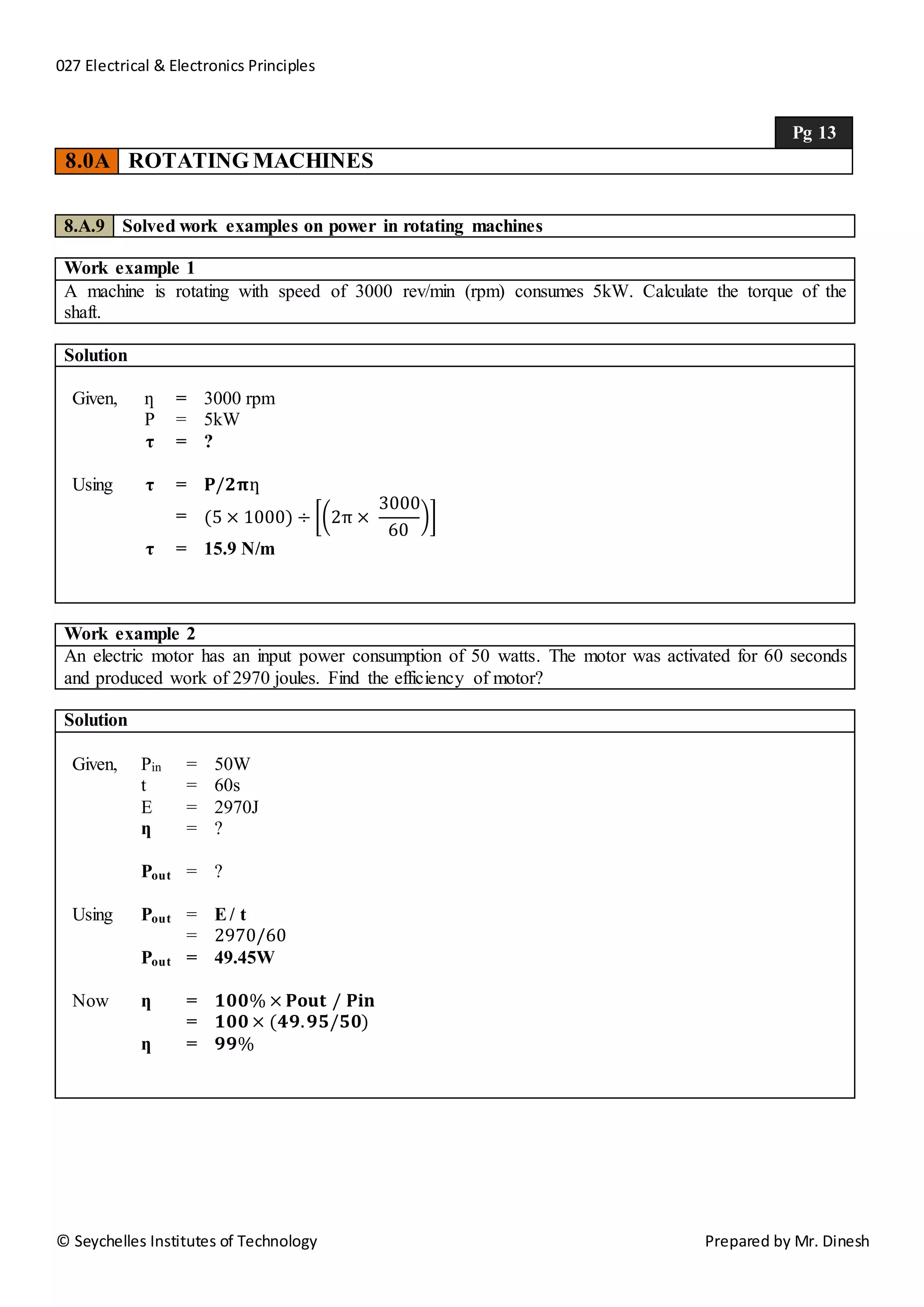 Rotating machines part 1 | DOCX | Physics | Science