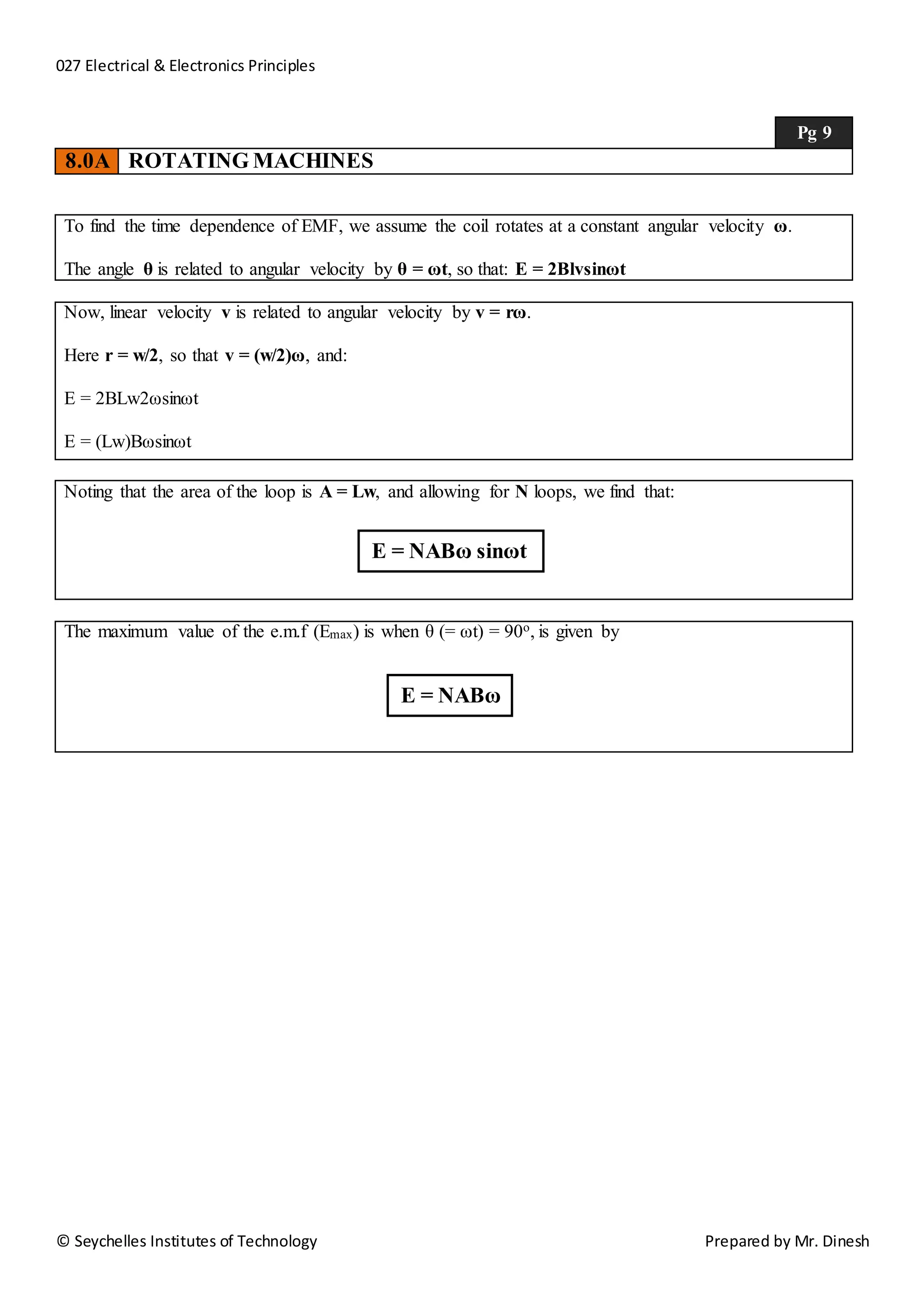 Rotating machines part 1 | DOCX | Physics | Science