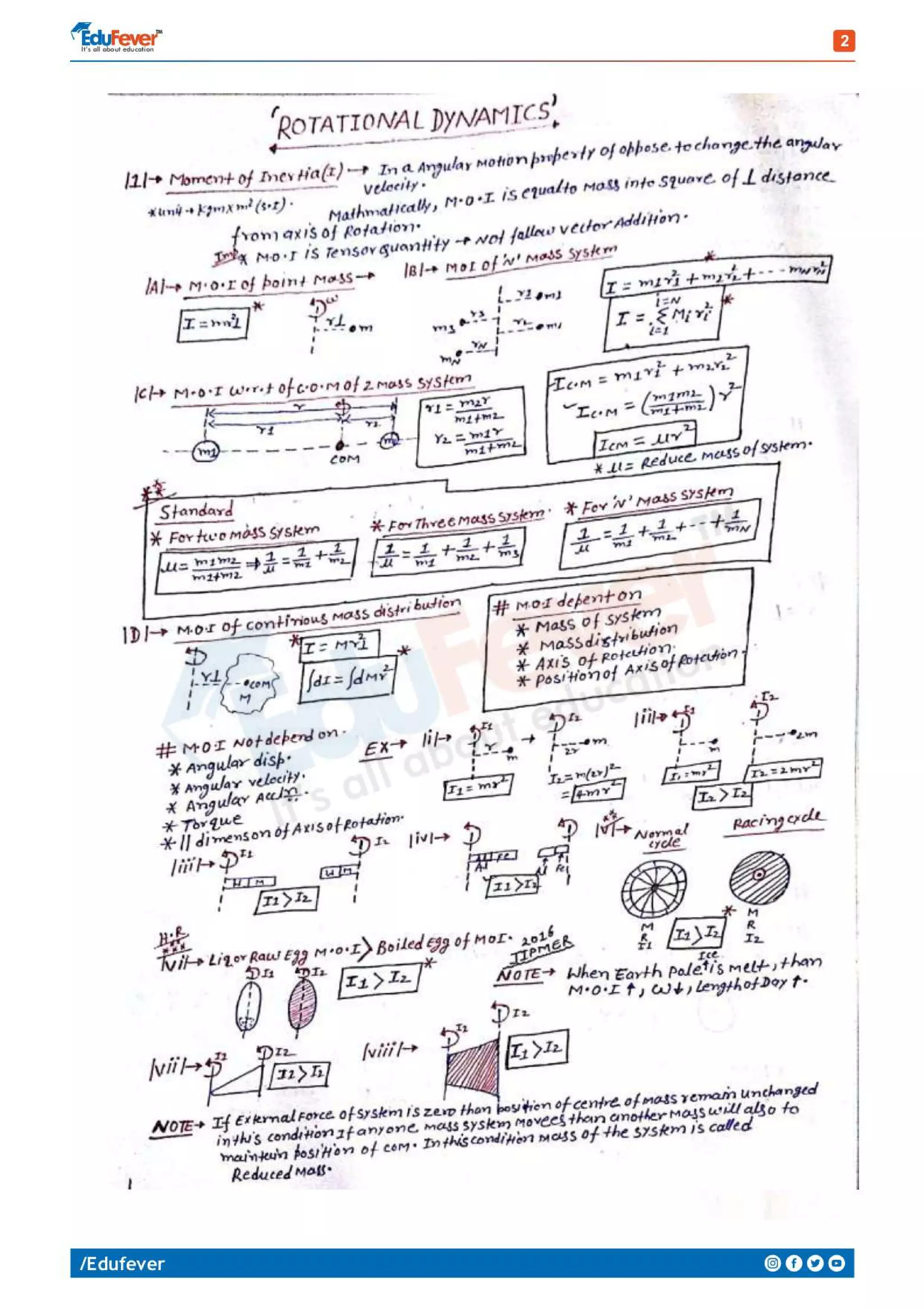 Rotational Dynamics - Physics Handwritten Notes | PDF