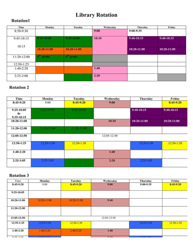 Rotation schedule.2013 14 | PDF