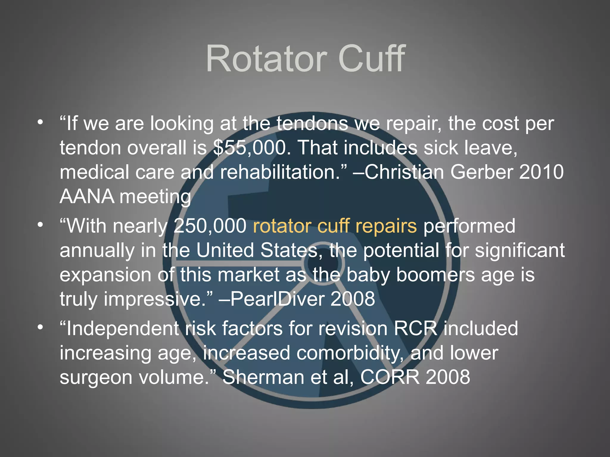 Rotator cuff Repair - New Techniques and Challenges | PPT