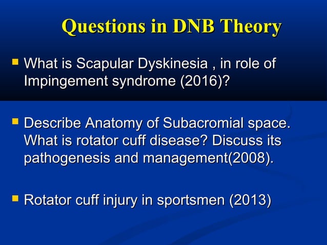 Rotatory cuff syndrome & Scapular Dyskinesia | PPT