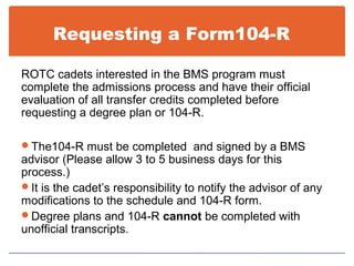 BMS Information for ROTC Students | PPT