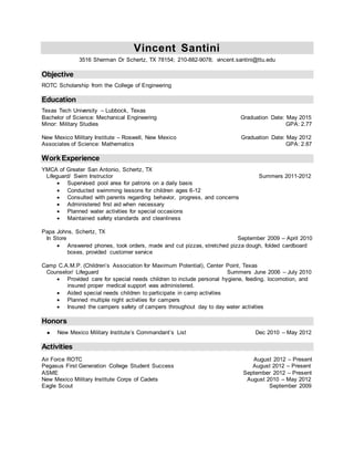 Rotc scholarship resume | DOCX