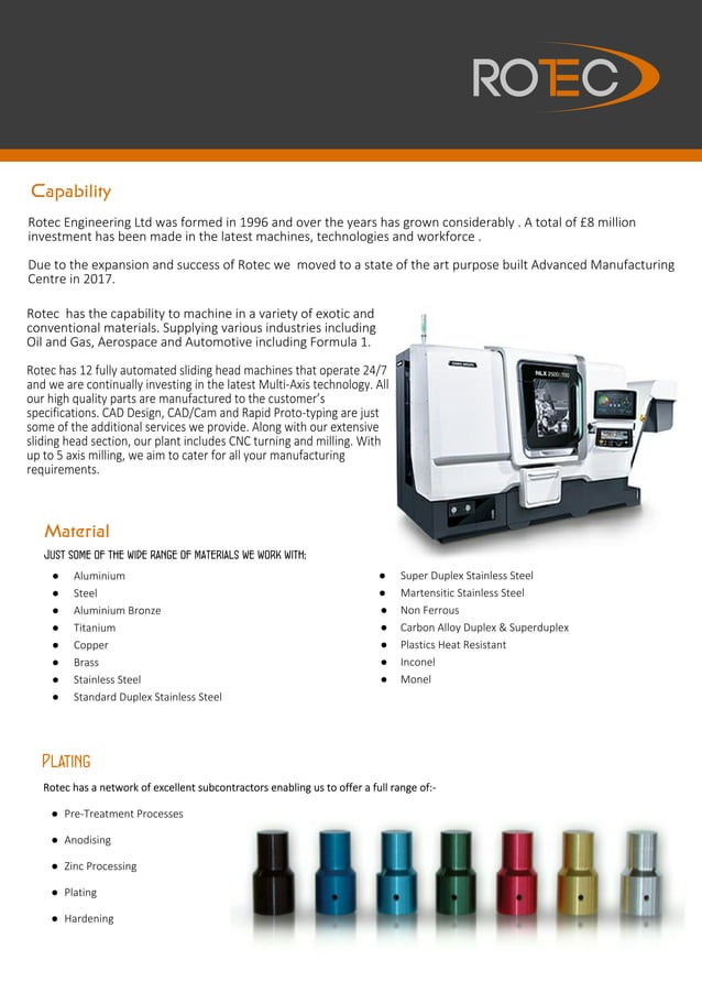 Rotec engineering capacity list | PDF