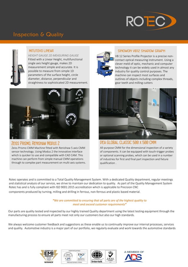 Rotec engineering capacity list | PDF