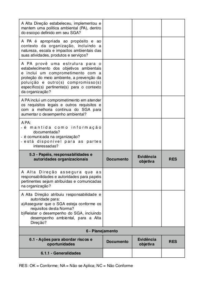 Check List De Auditoria Interna Iso 14001 - ffgreenway