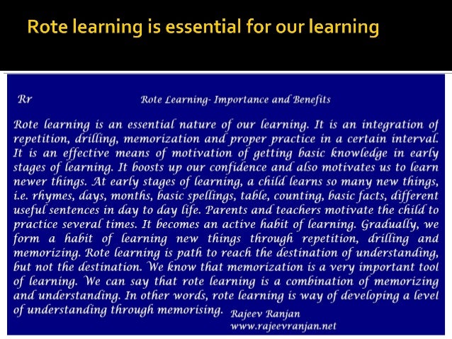 Rote learning importance and benefits