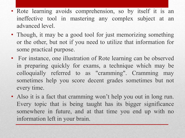 Rotelearning vs meaningful learning | PPTX