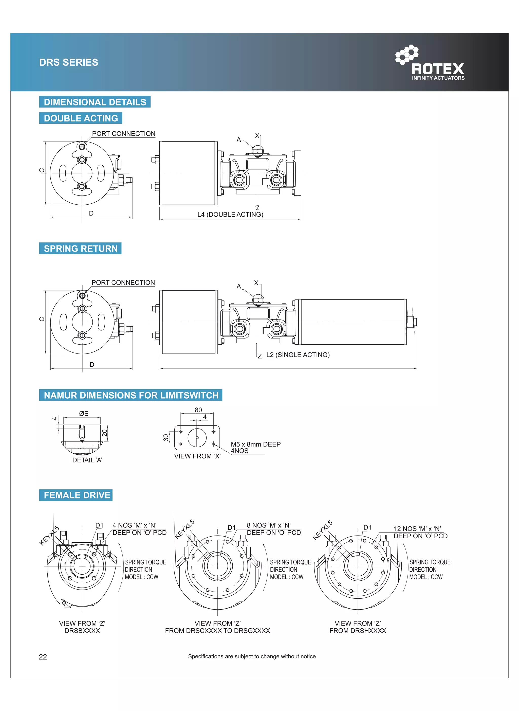 ROTEX Controls Pneumatic Actuator Catalog Models DRC, DRS, and DRV | PDF
