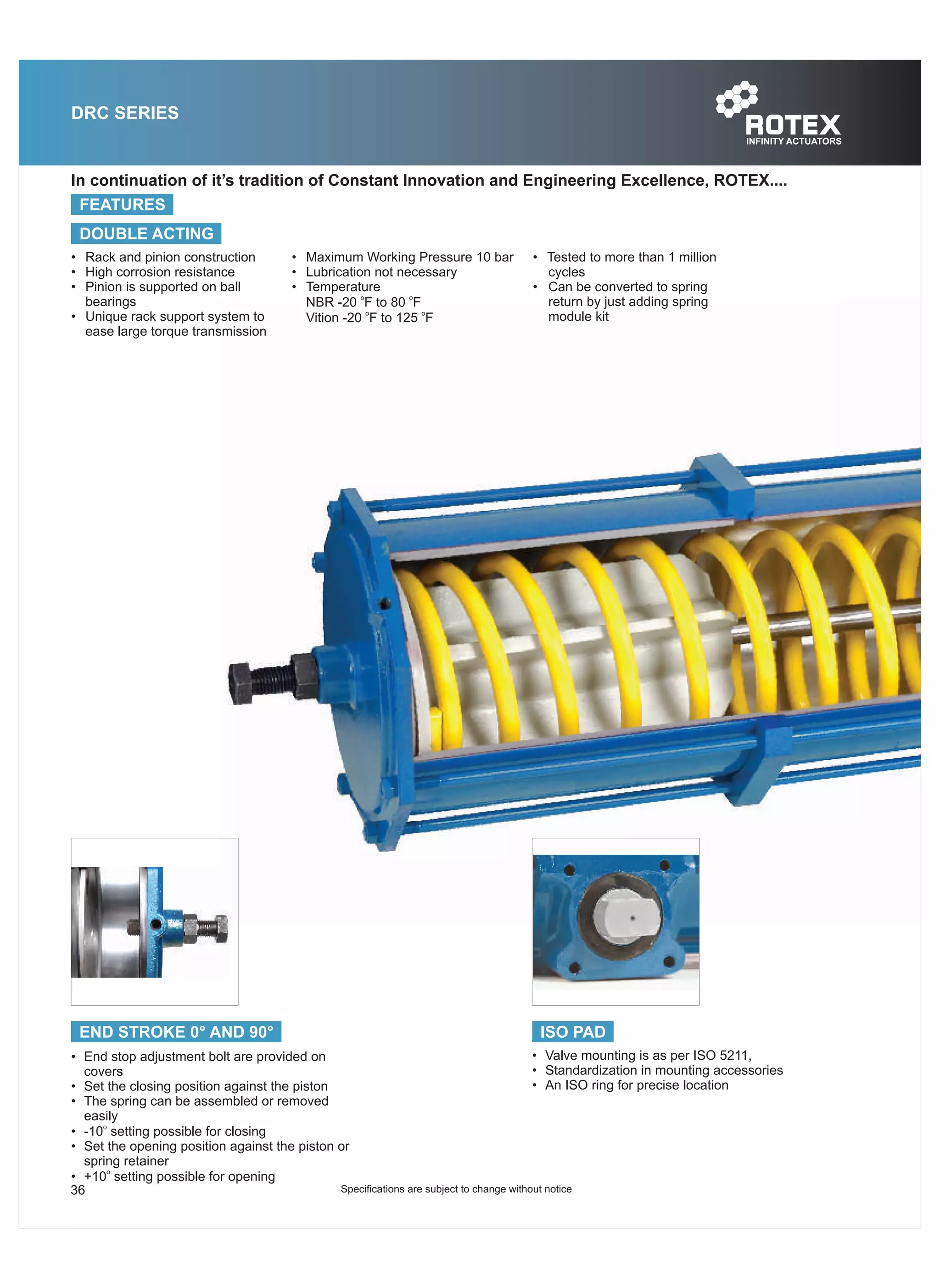 ROTEX Controls Pneumatic Actuator Catalog Models DRC, DRS, and DRV | PDF