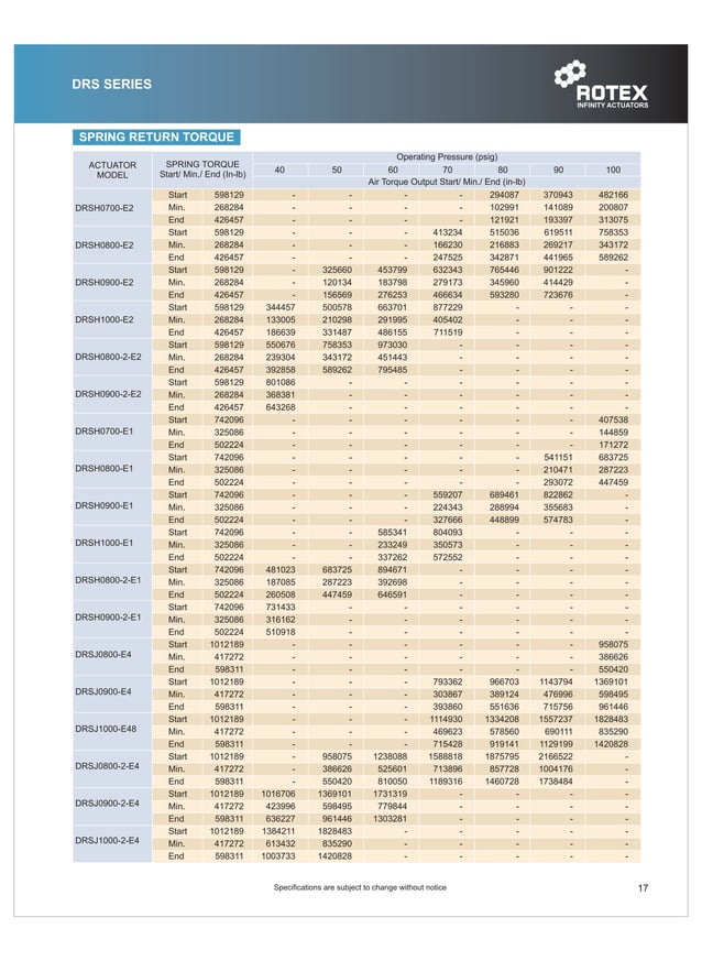 ROTEX Controls Pneumatic Actuator Catalog Models DRC, DRS, and DRV ...