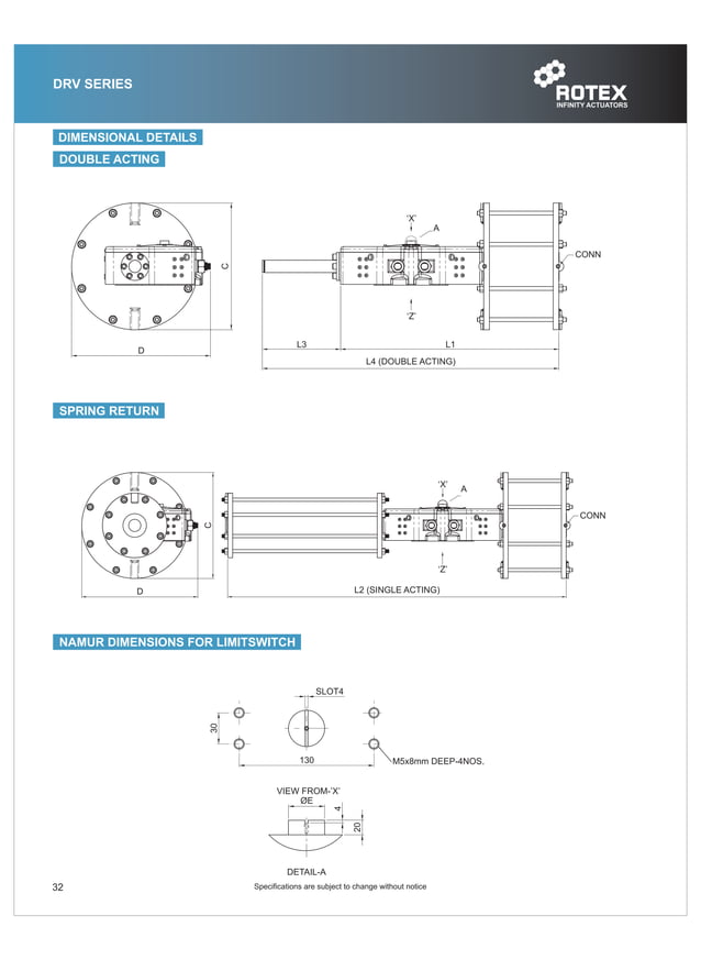 ROTEX Controls Pneumatic Actuator Catalog Models DRC, DRS, and DRV ...