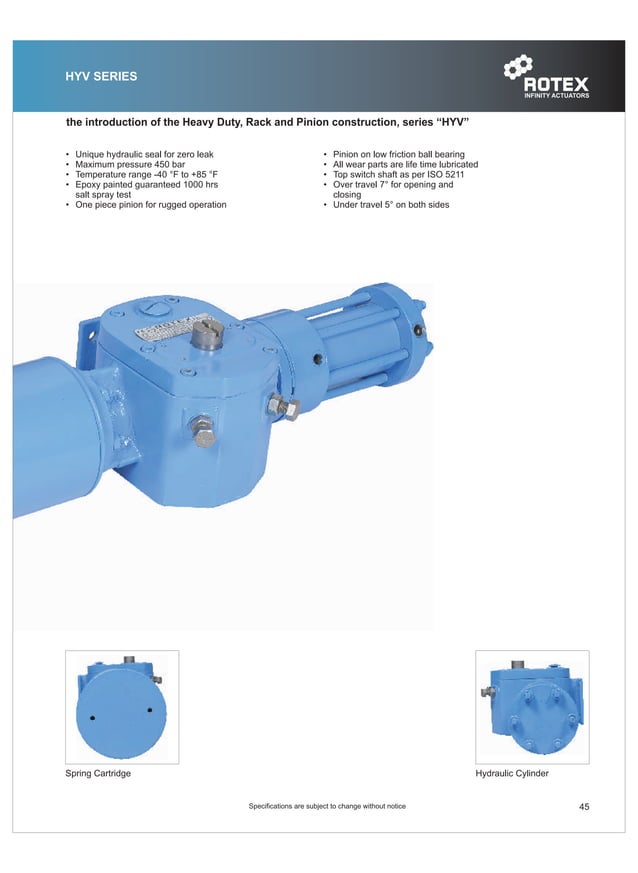 ROTEX Controls Pneumatic Actuator Catalog Models DRC, DRS, and DRV ...