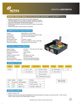ROTEX Controls Industrial NEMA 4 and NEMA 7 Limit Switch Catalog | PDF