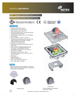 ROTEX Controls Industrial NEMA 4 and NEMA 7 Limit Switch Catalog | PDF