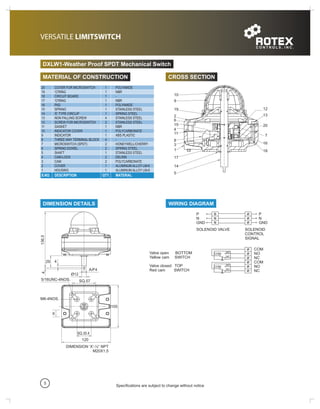 ROTEX Controls Industrial NEMA 4 and NEMA 7 Limit Switch Catalog | PDF
