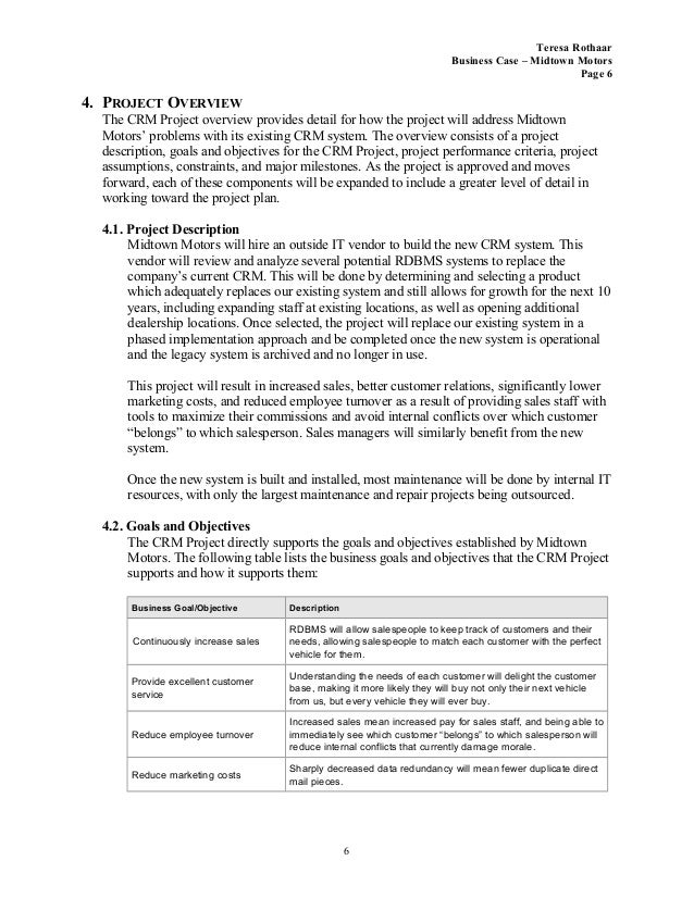 Fictional Business Case for Car Dealership CRM