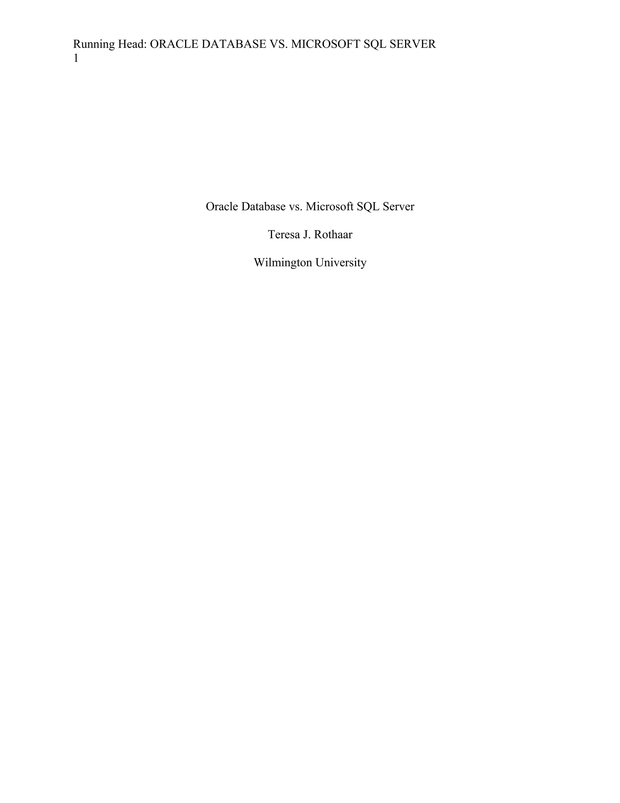 Oracle vs. MS SQL Server | DOC